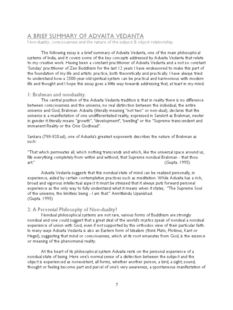An Overview of Key Concepts in Advaita Vedanta Philosophy, Including Non-Duality, Brahman, and ...