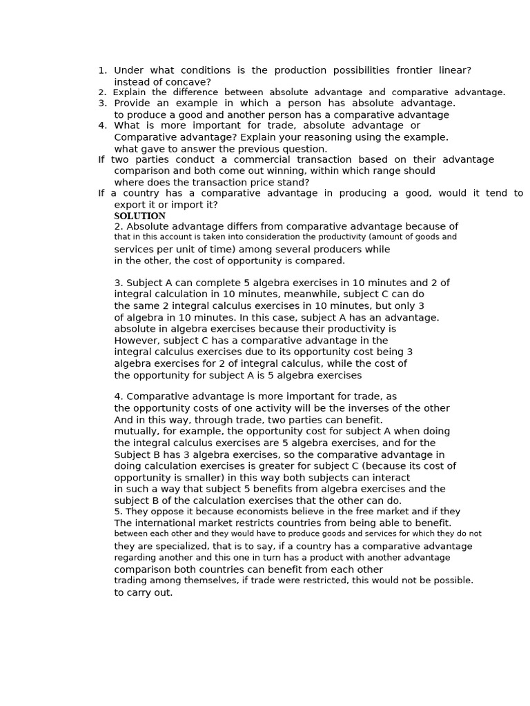 Absolute vs. Comparative Advantage Explained | PDF | Comparative ...