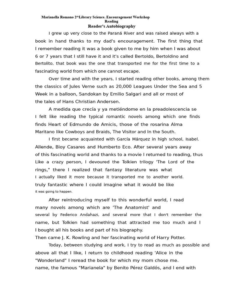 Reader's Autobiography | PDF