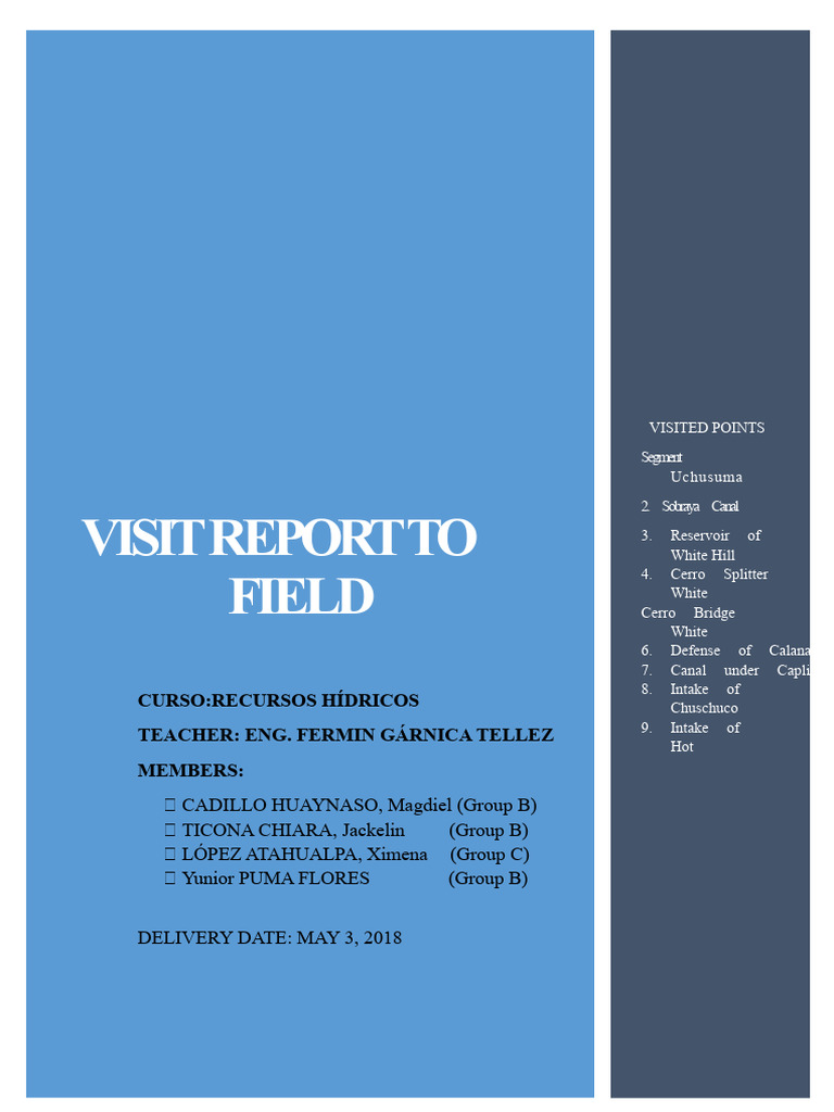 Field Visit Report RH | PDF | Reservoir | Water