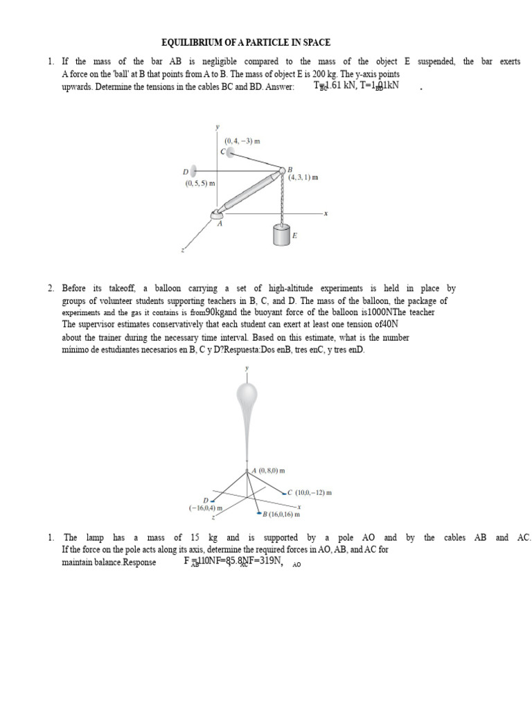 7 Equilibrium of A Particle in Space | PDF