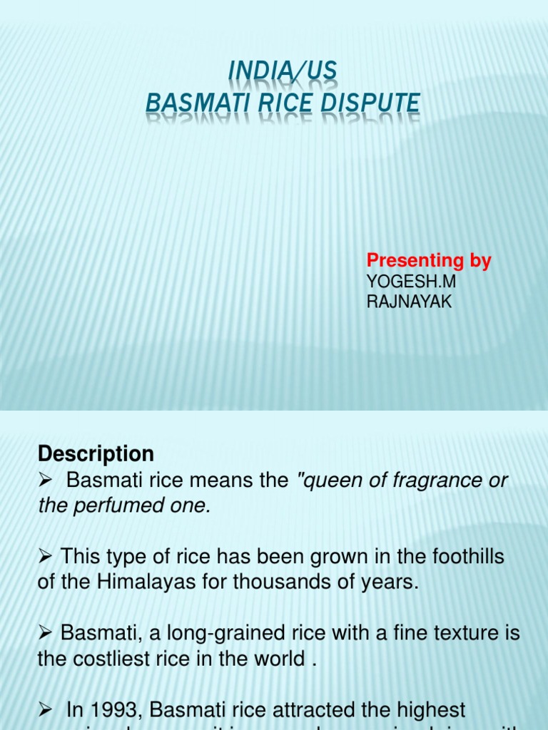 India-US Basmati Rice Dispute | PDF | Patent | Agriculture