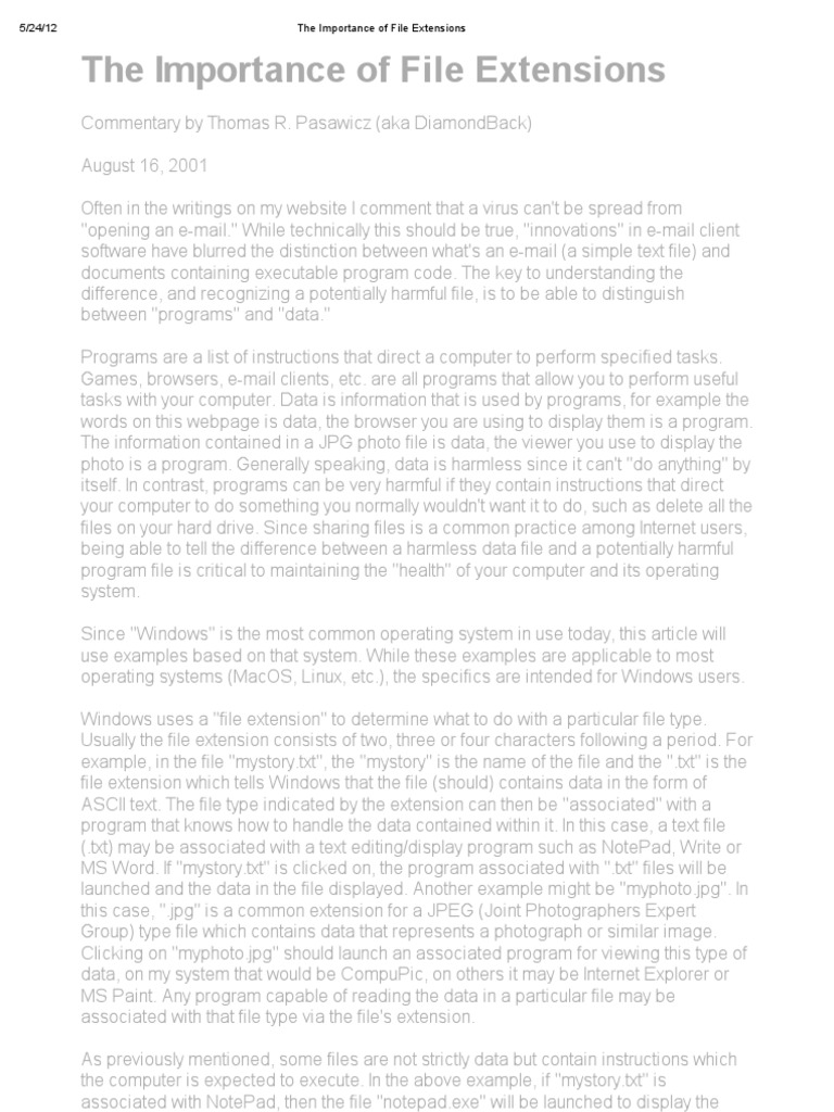 The Importance of File Extensions | PDF | Text File | Computer File