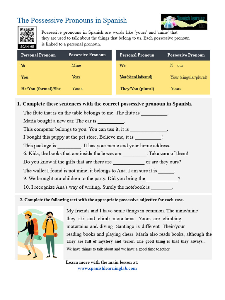 Spanish Possessive Pronouns Guide | PDF