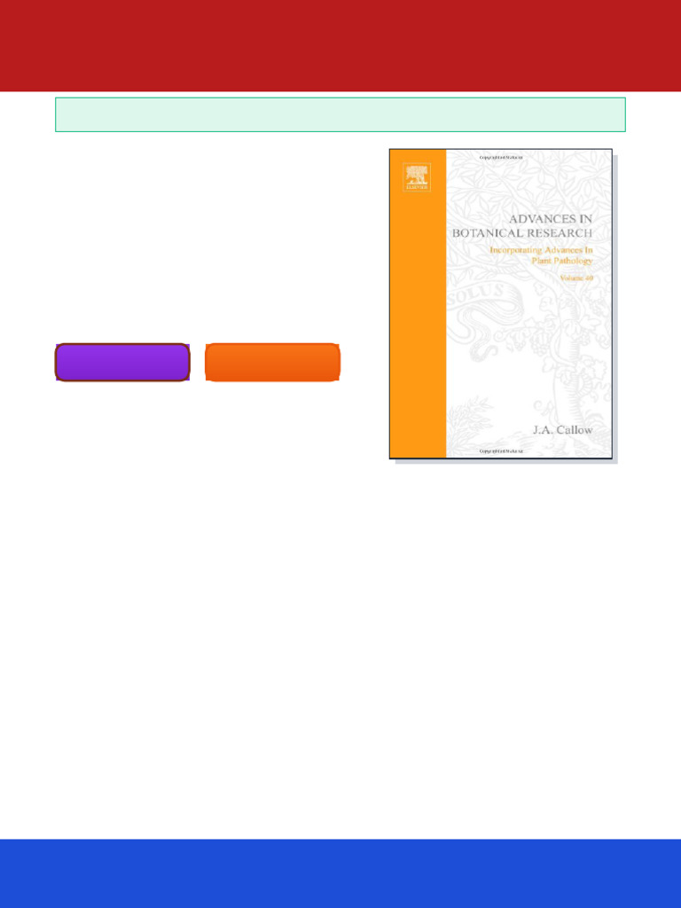 Advances in Botanical Research 40 1st Edition J.A. Callow (Eds ...