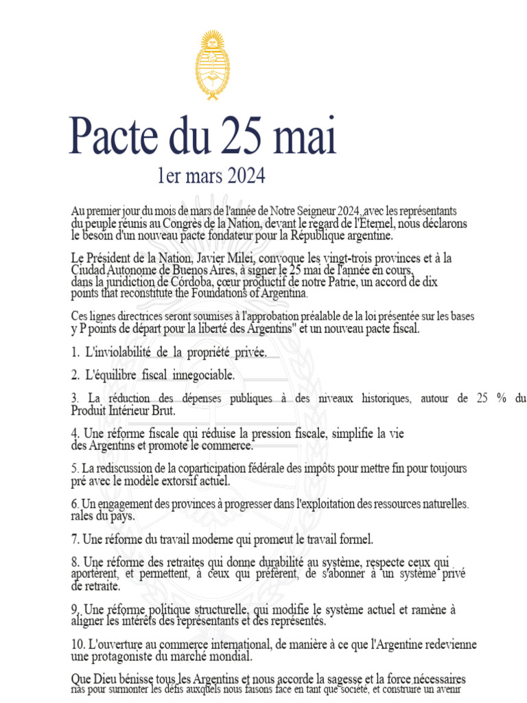 Pacte du 25 mai : Réformes pour l'Argentine | PDF