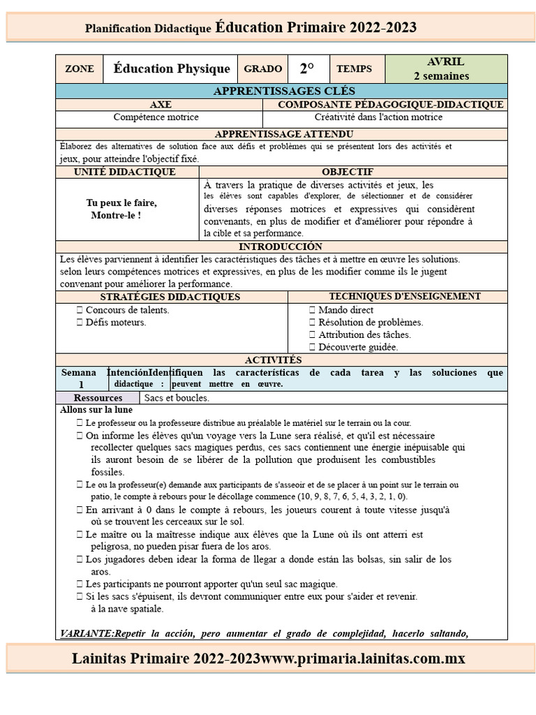 Planification Éducation Physique 2022-2023 | PDF | Planification ...