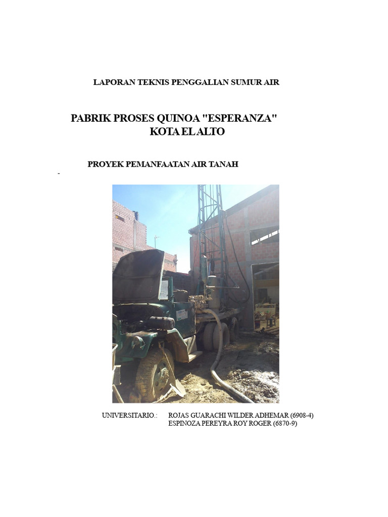Laporan Teknis Pengeboran Sumur Air Akhir | PDF