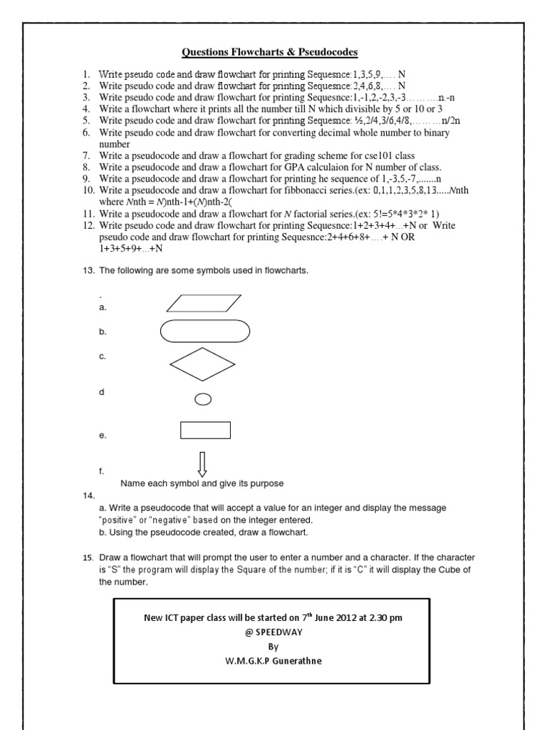 Flowcharts and Pseudocode Examples | PDF | Teaching Methods & Materials