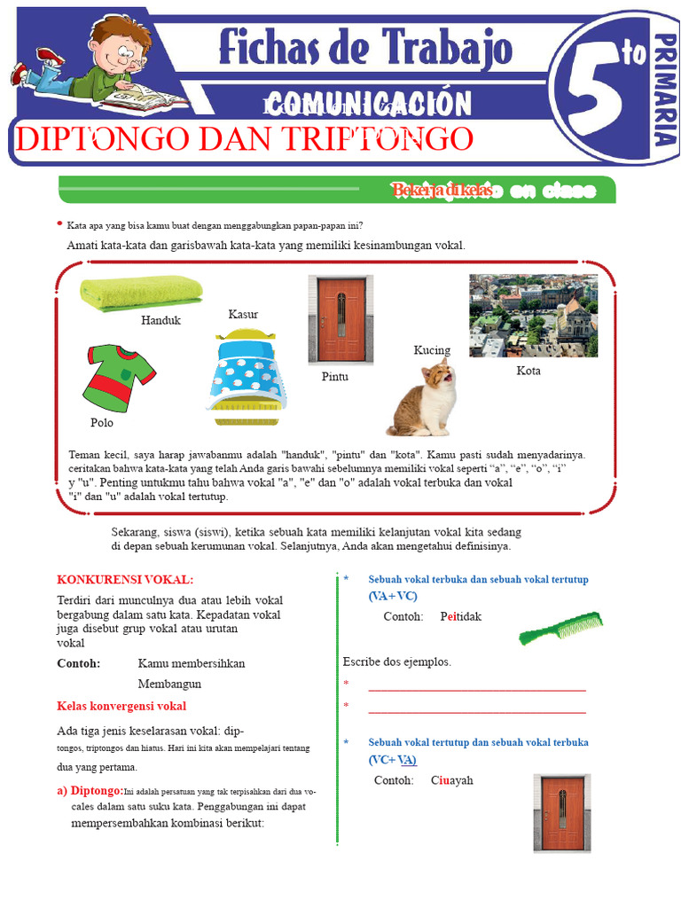 Diftong dan triftong untuk Kelas Lima Sekolah Dasar | PDF
