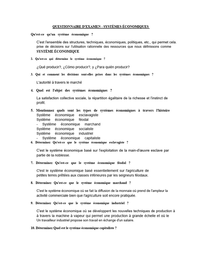 Systèmes Économiques : Concepts et Types | PDF | Capitalisme | Économie