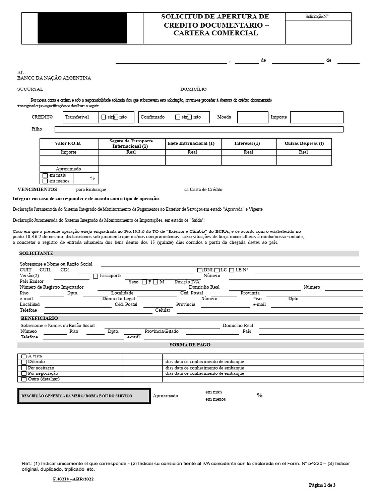 Carta de Crédito3 | PDF | Crédito | Finanças e Administração de Capital