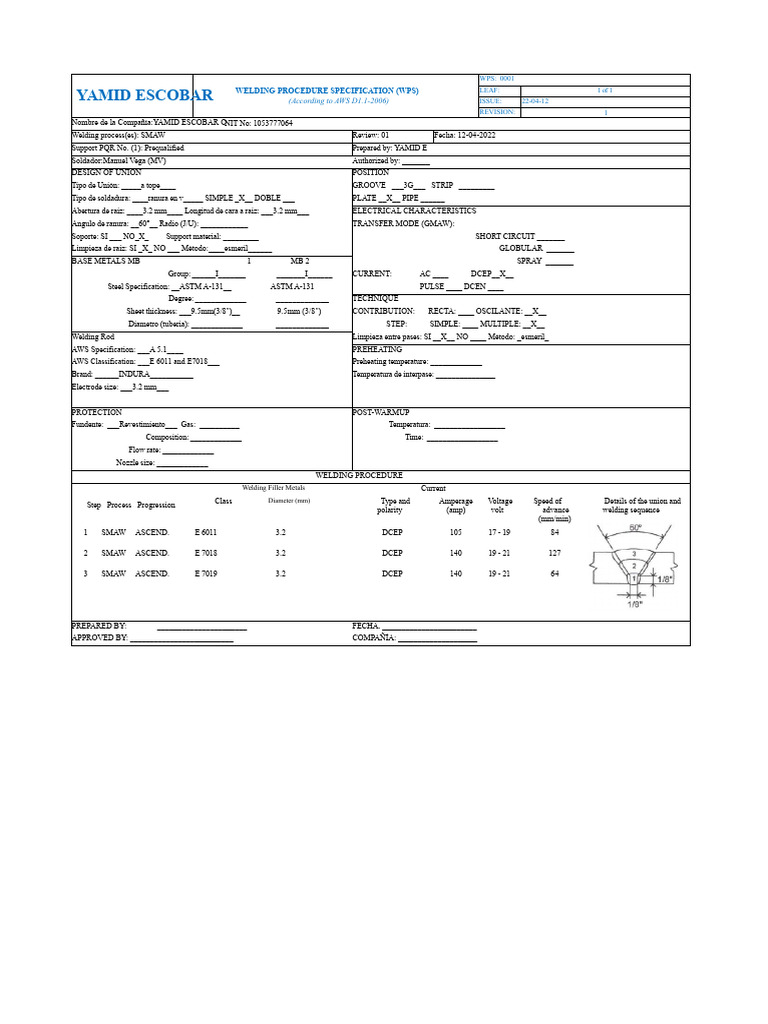 Welding Procedure Specification | PDF | Welding | Construction