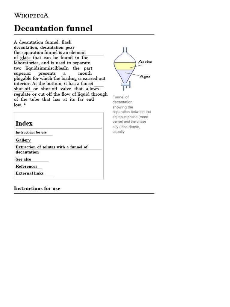 Decantation Funnel - Wikipedia, The Free Encyclopedia | PDF | Phase ...