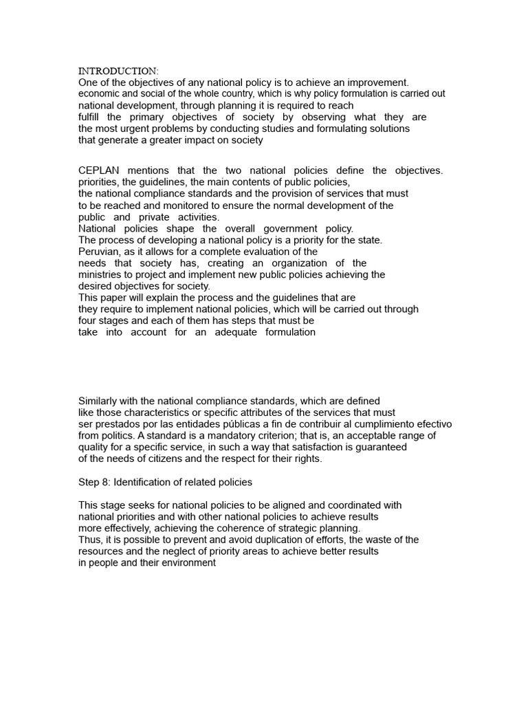 Process of Developing The National Policy | PDF | Policy | Strategic ...