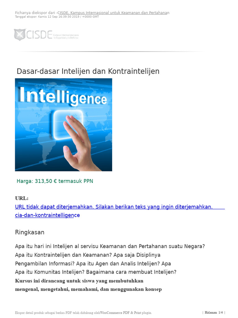 Dasar-Dasar Intelijen dan Kontraintelijen | PDF