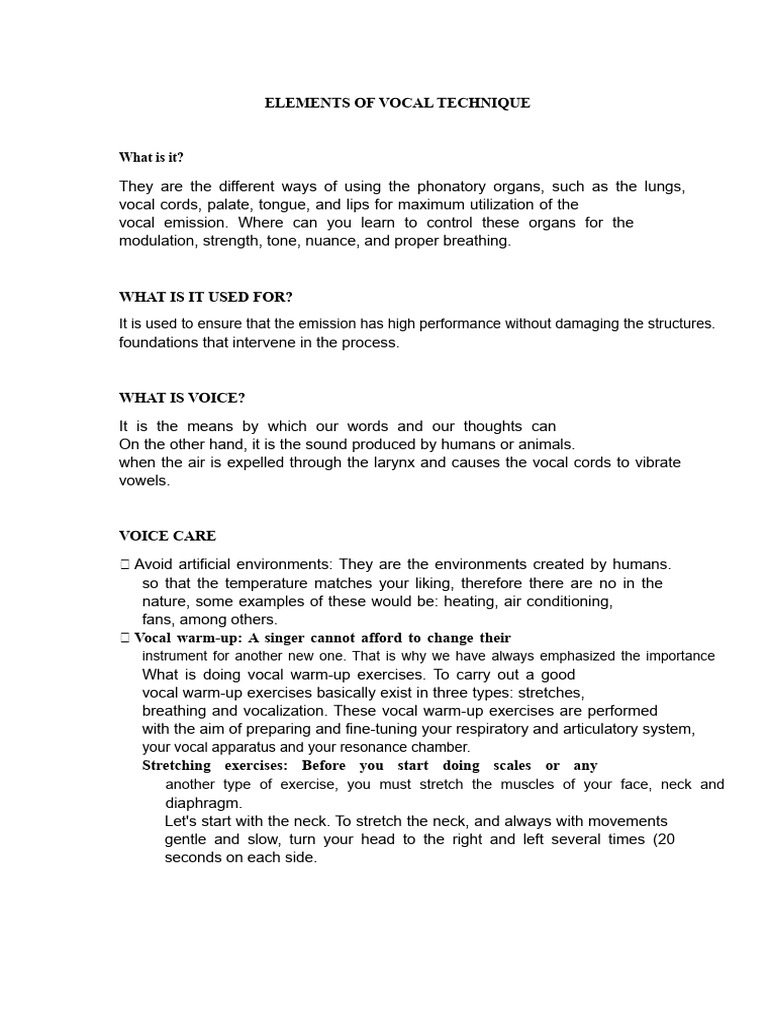 Elements of Vocal Technique | PDF | Human Voice | Vocal Pedagogy
