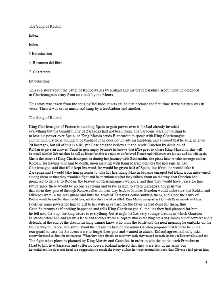 The Song of Roland: Epic Battle Summary | PDF