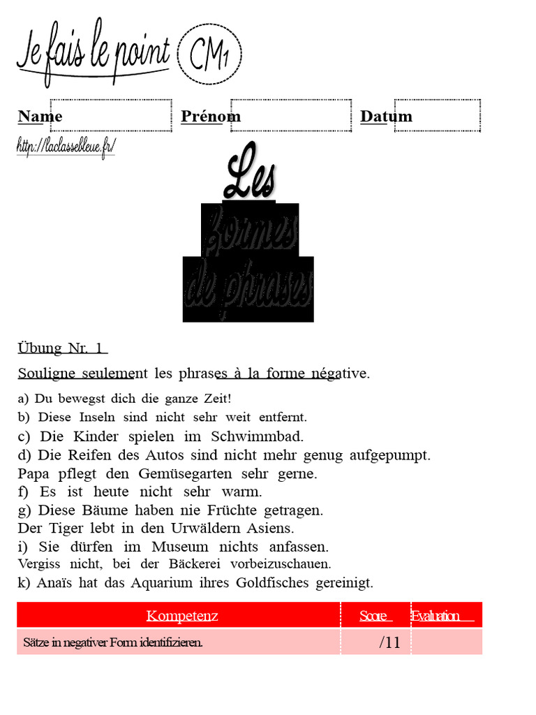 2. Die Satzformen CM1 | PDF