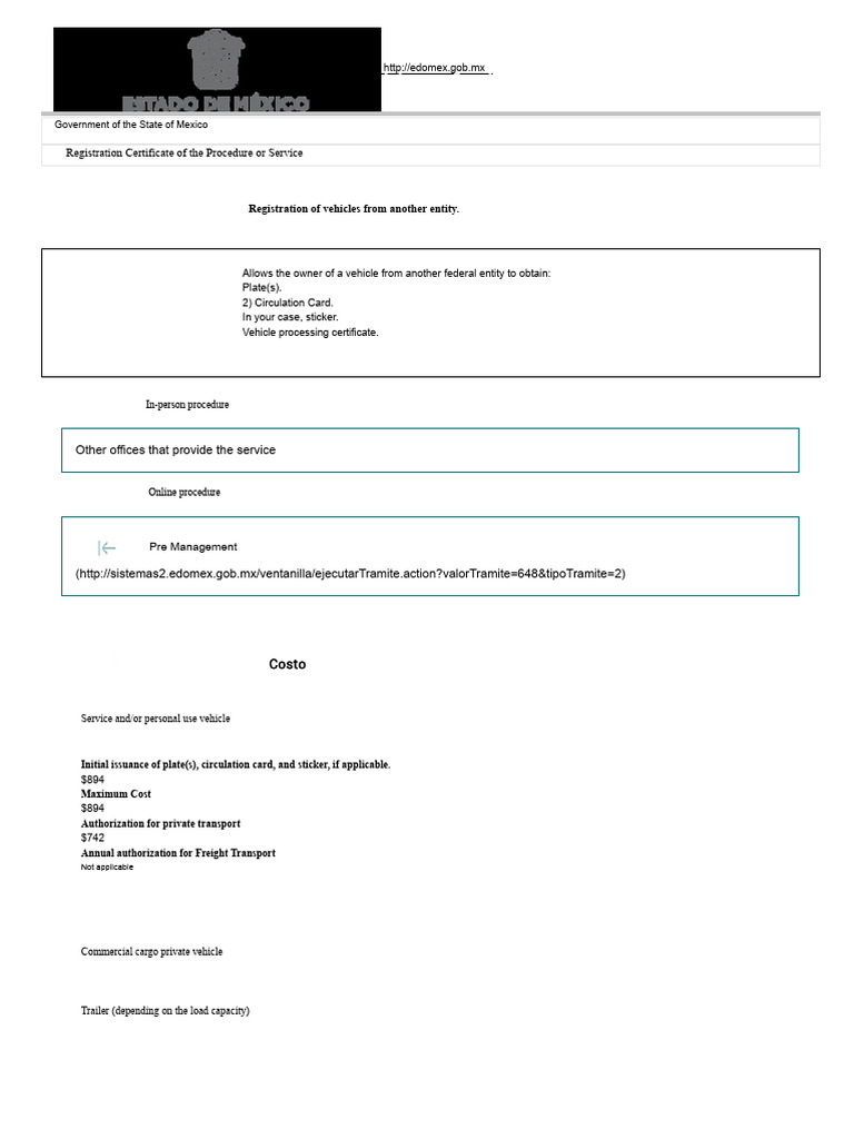 change of license plates from the State of Mexico from another entity ...