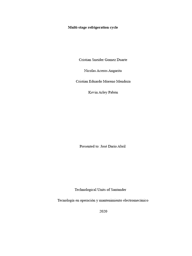 Multi-Stage Refrigeration Cycle Explained | PDF | Evaporation | Liquids