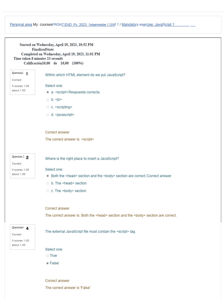 Mandatory Exercise - JavaScript 1 - Review of The Attempt | PDF