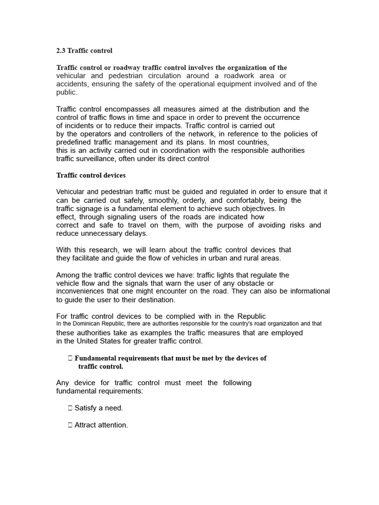 2.3 traffic control | PDF | Traffic Light | Traffic