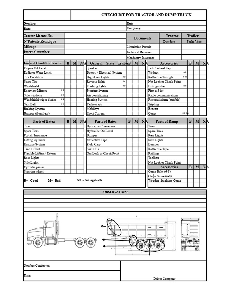 Tractor Barge Checklist | PDF | Trailer (Vehicle) | Tractor