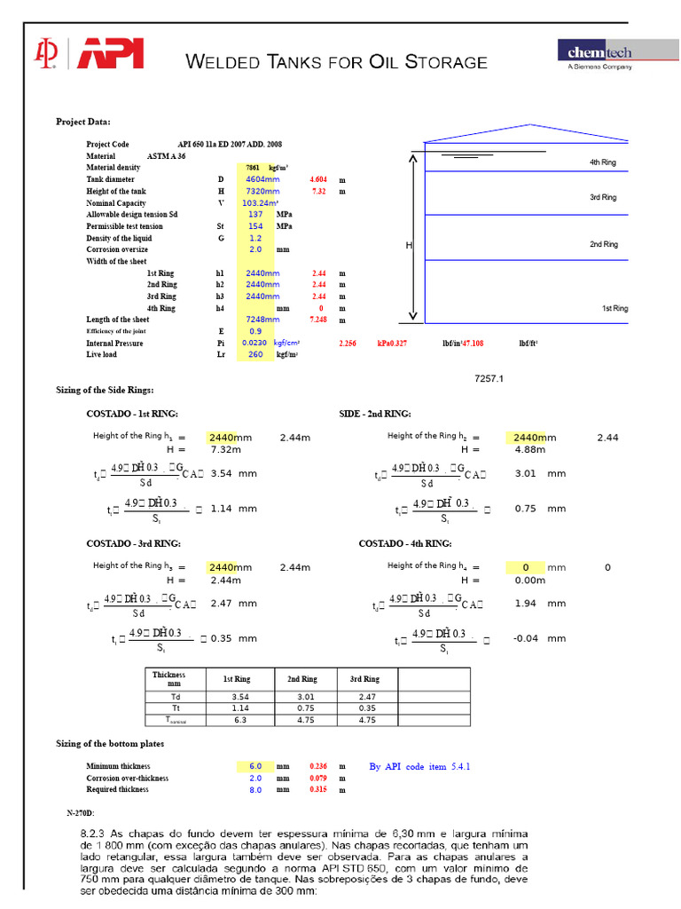 API 650 Project Diluted Soda Tank | PDF | Mechanical Engineering