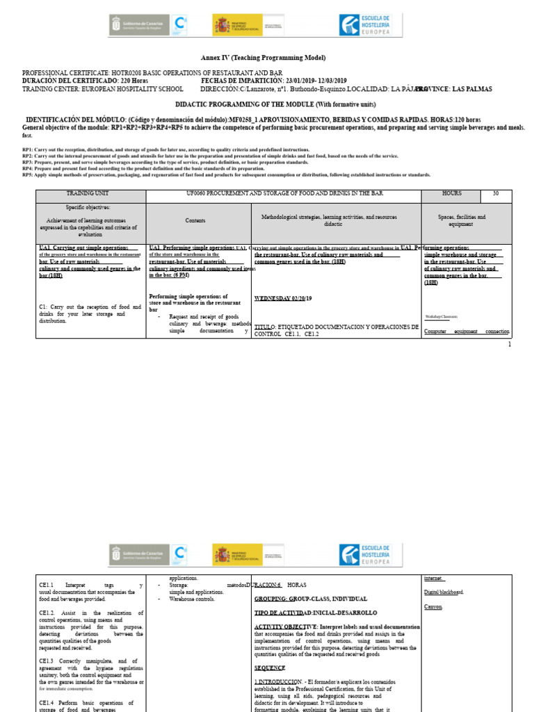 ANNEX IV. MF 0258 - 1 Provisioning | PDF | Drink | Warehouse