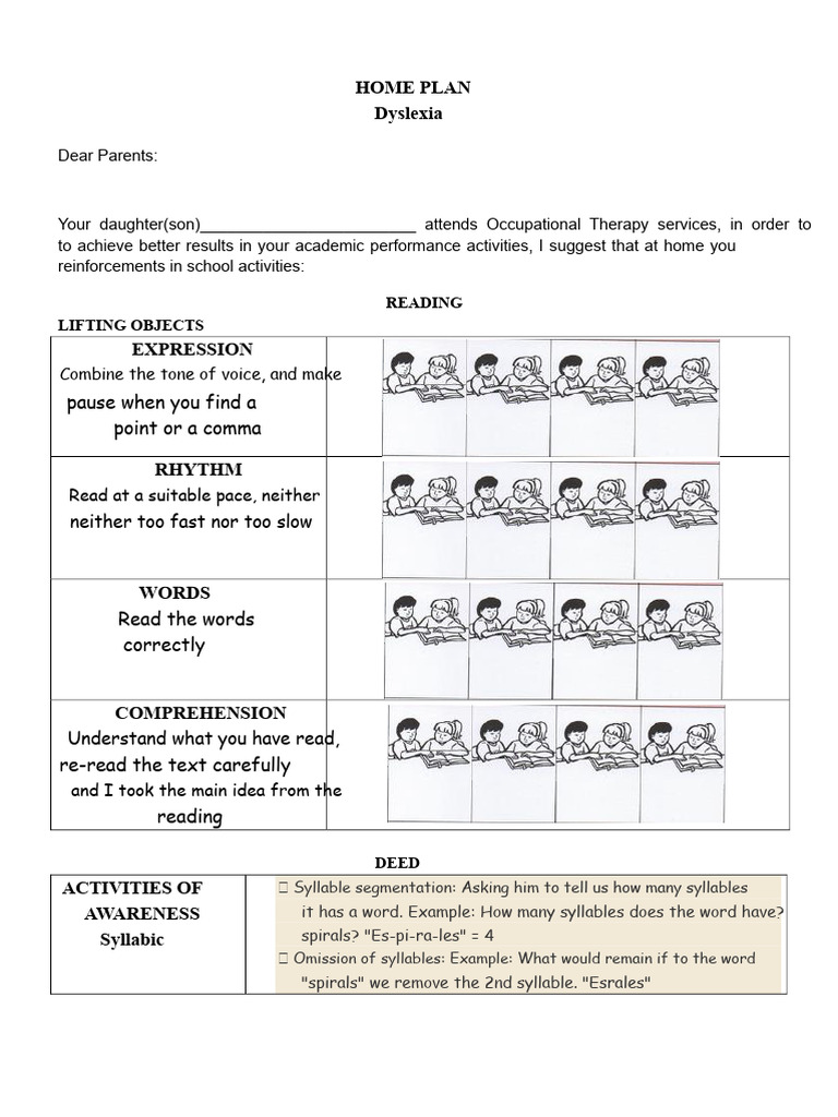 Home Plan Dyslexia | PDF | Dyslexia | Syllable