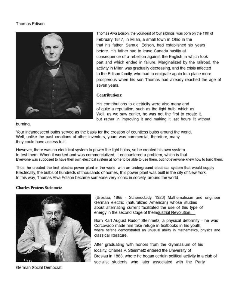 Biography of Great Scientists Who Contributed To Electricity | PDF ...