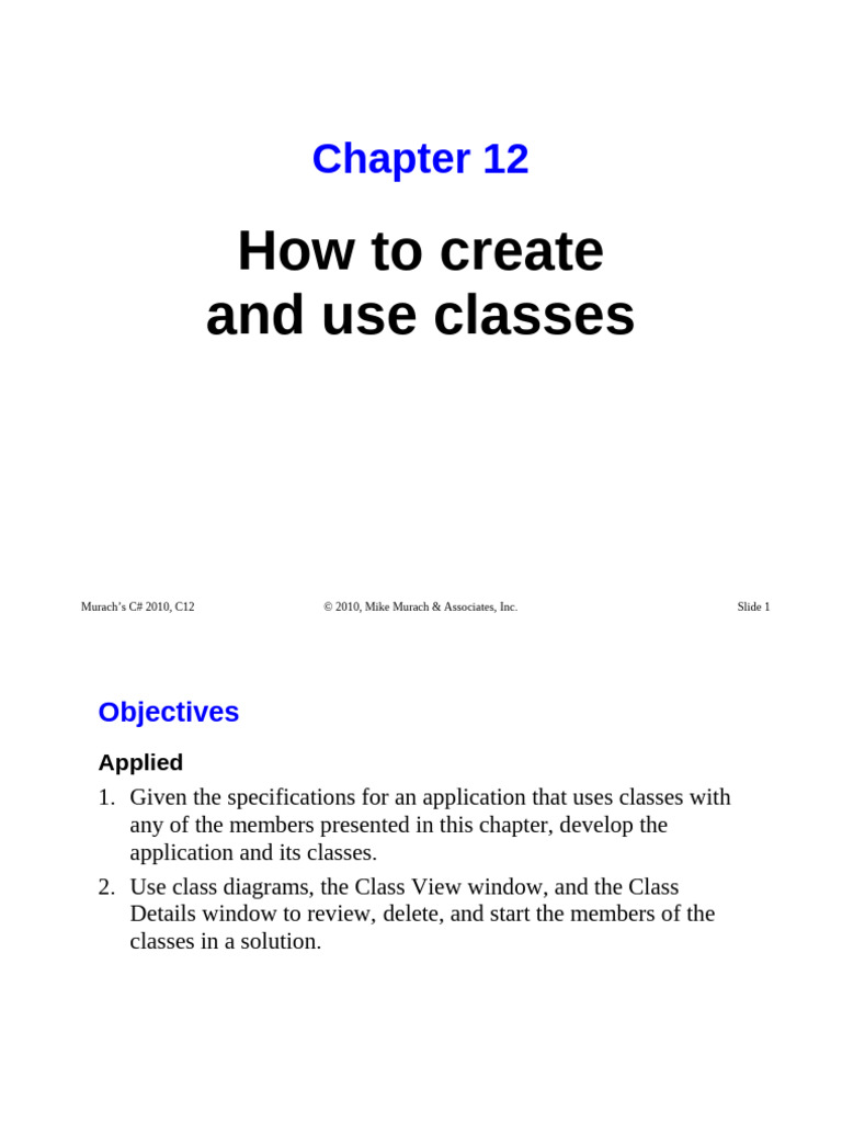 Murach Chapter 12 Slides | PDF | Class (Computer Programming) | C Sharp ...