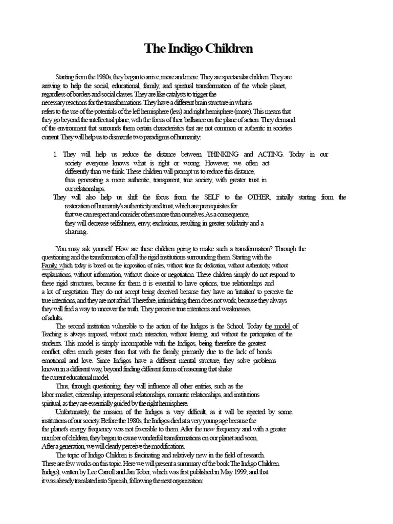 Understanding Indigo Children | PDF | Attention Deficit Hyperactivity ...