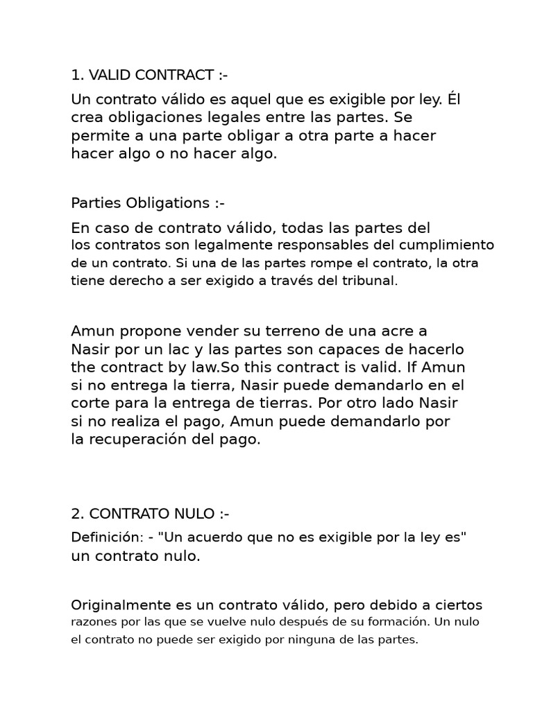 Diferencia Entre Contrato Nulo, Anulable y Válido | PDF | Justicia ...