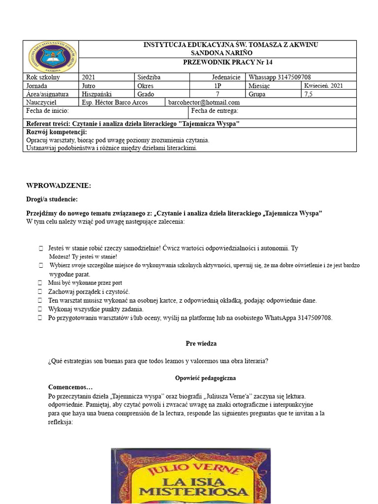 Przewodnik 14 Dzieło Tajemnicza Wyspa | PDF