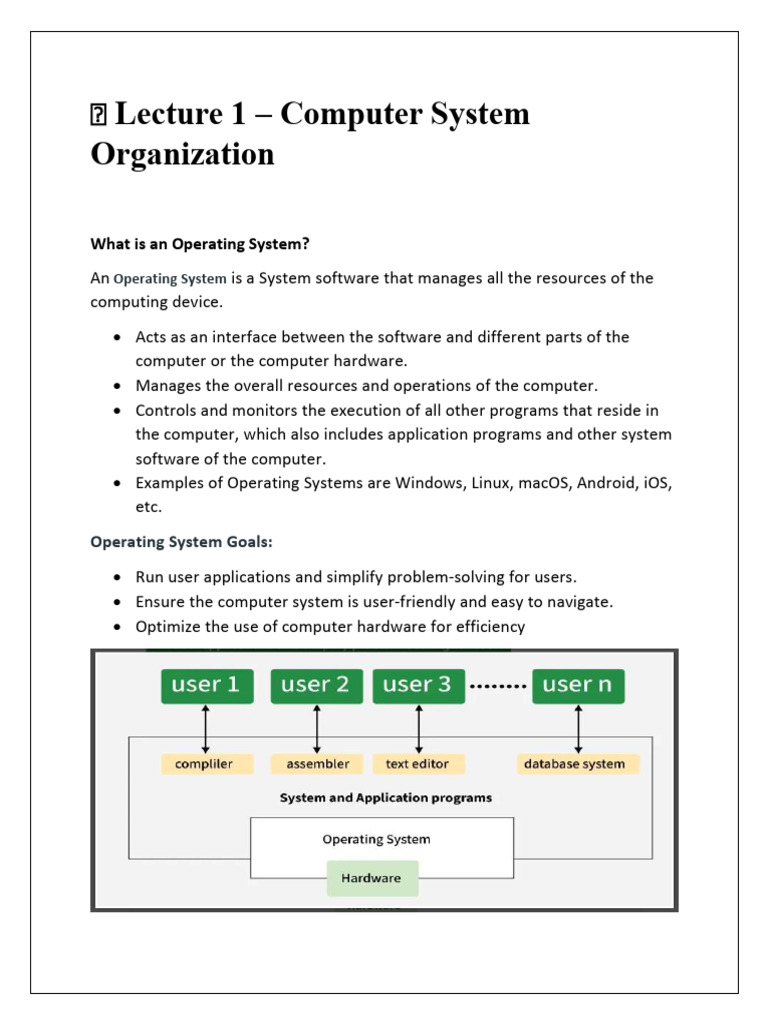 Lecture 1 Operating System | PDF | Operating System | Computer Data Storage