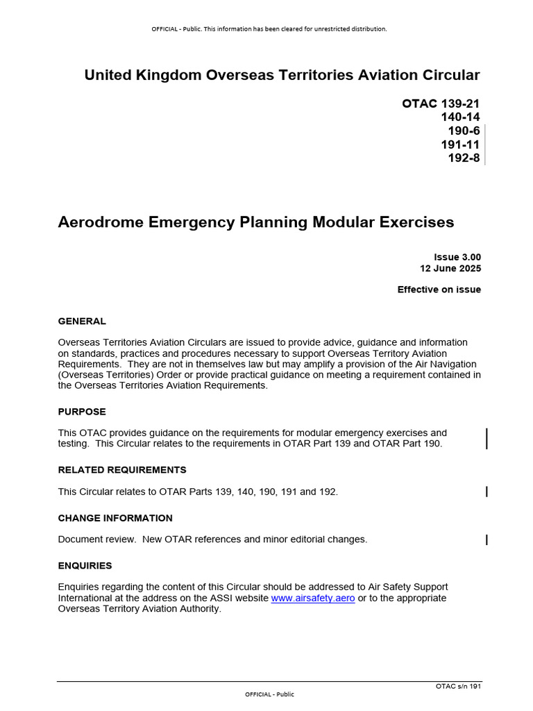 OTAC 139-21-140-14 190-6 191-11 192-8 Aerodrome Emergency Planning and ...
