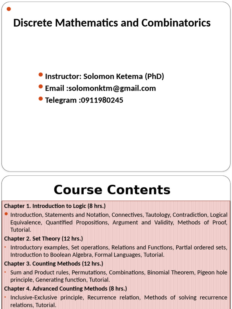Chapter 1 Discrete Mathematics and Combinatorics 2025 | PDF | Discrete Mathematics | Combinatorics