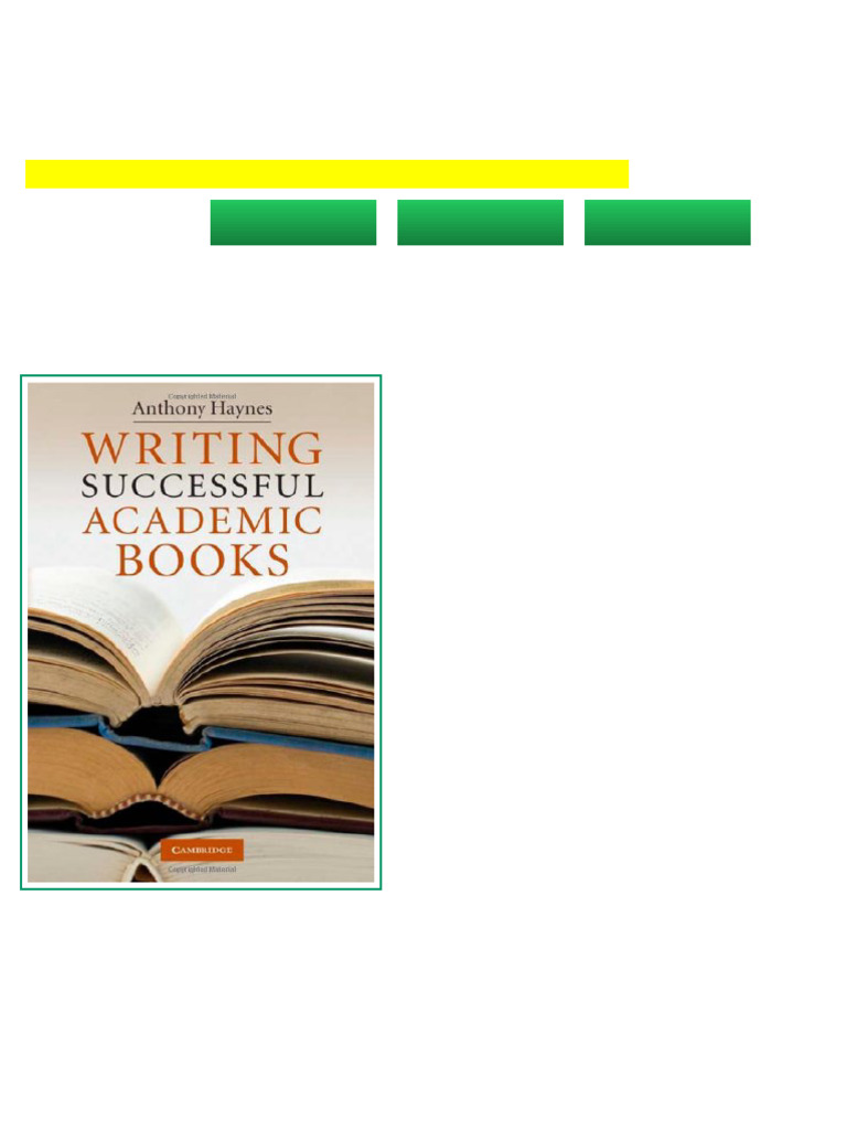 Writing Successful Academic Books Anthony Haynes Full Chapters Included ...