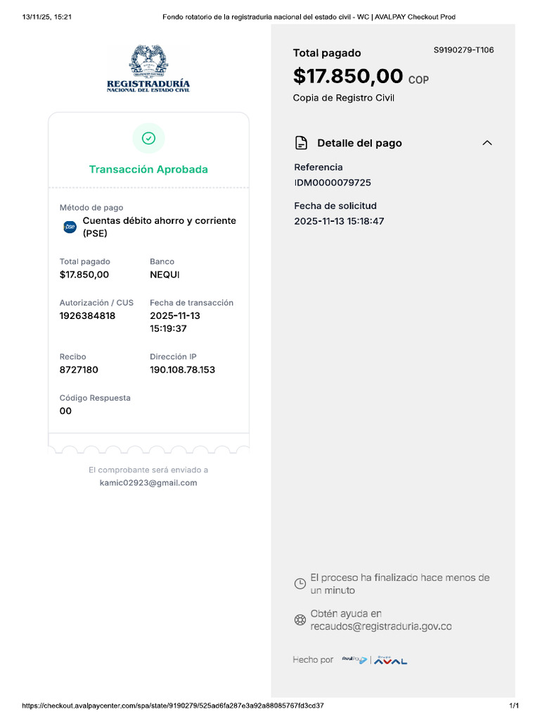 Pago Registro Civil | PDF