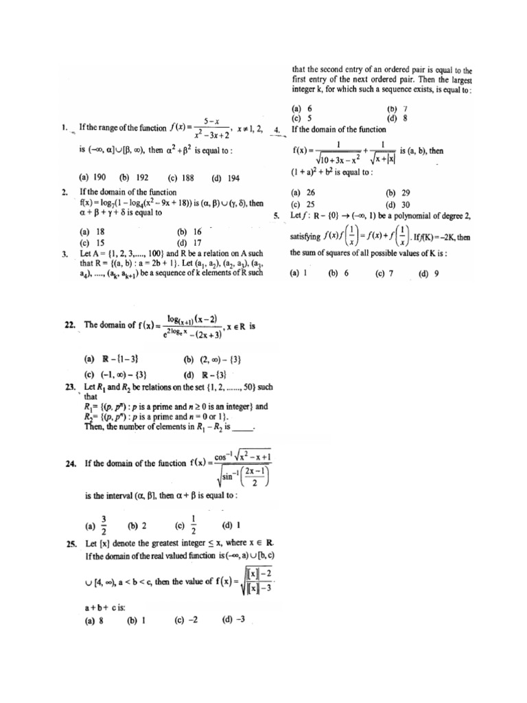 Relation and Functions Revision 2 | PDF | Set (Mathematics) | Arithmetic