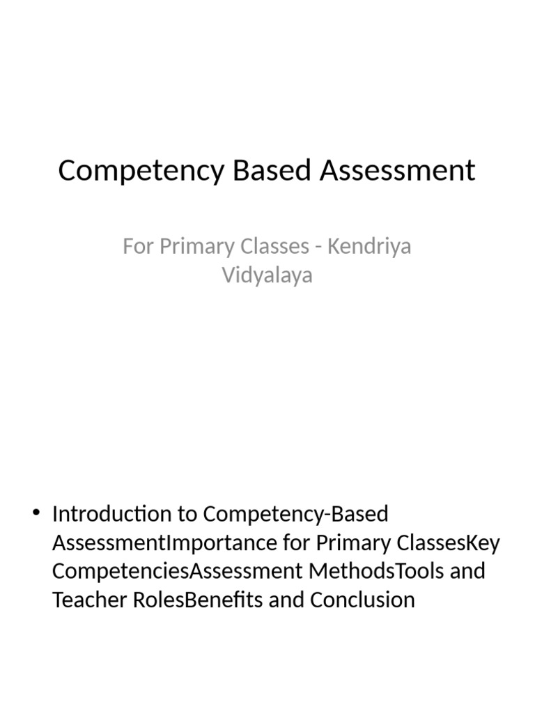 Competency Based Assessment KV | PDF