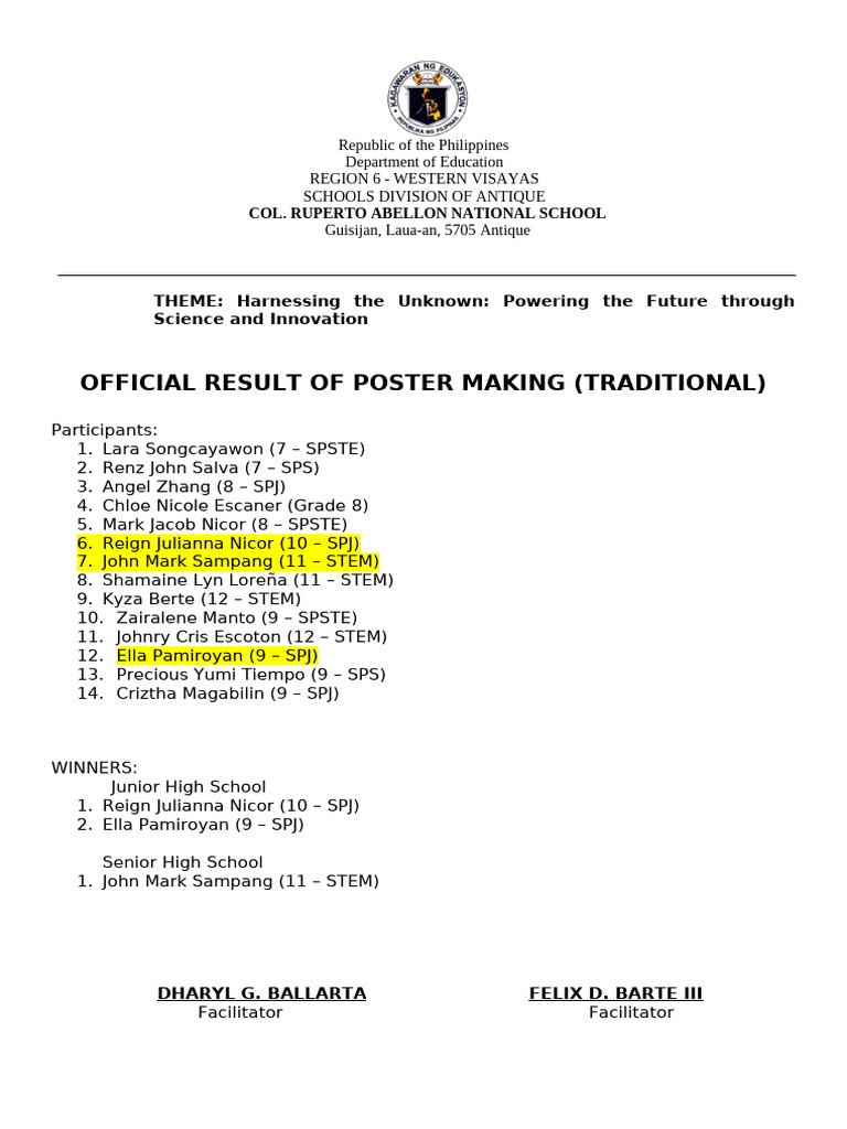 Poster Making Contest Results 2023 | PDF
