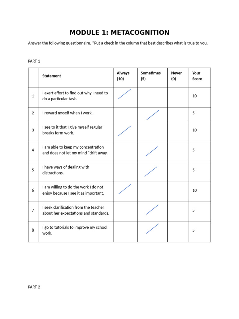 MODULE 1 Metacognition | PDF | Metacognition | Essays