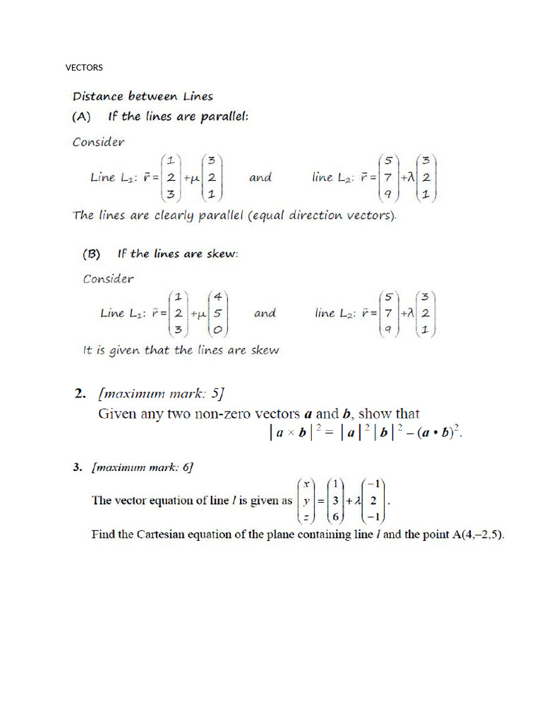 Revision of Vectors | PDF