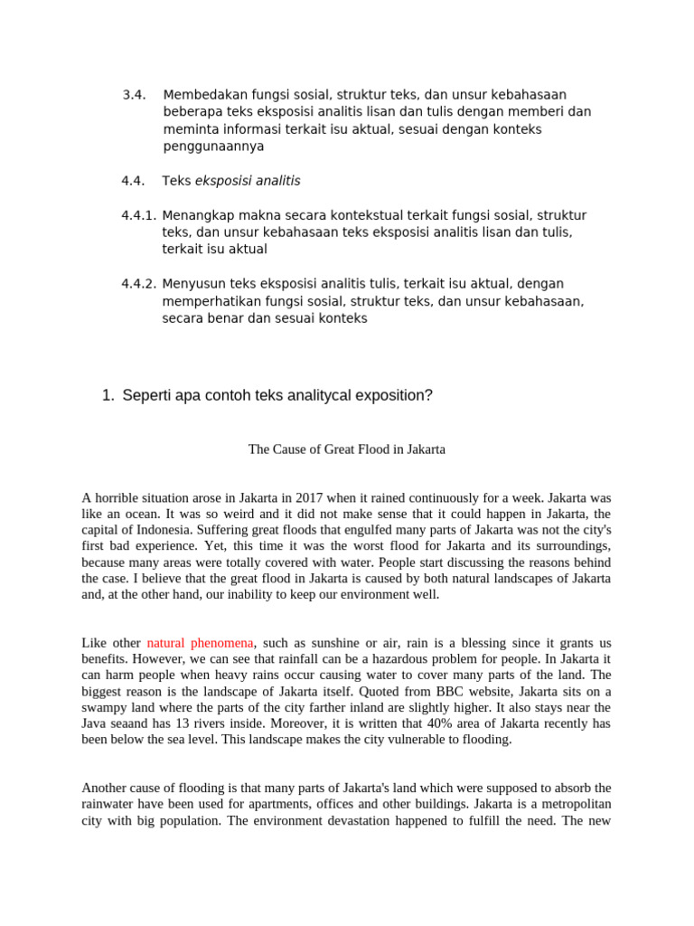Teks Analitical Exposition 2 | PDF | Flood | Rain