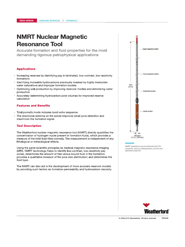NMRT Tool Operations and Specs Guide | PDF