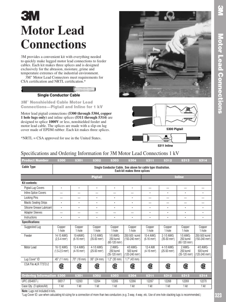 3M Motor Lead Connection Kits Guide | PDF | Electrical Connector ...