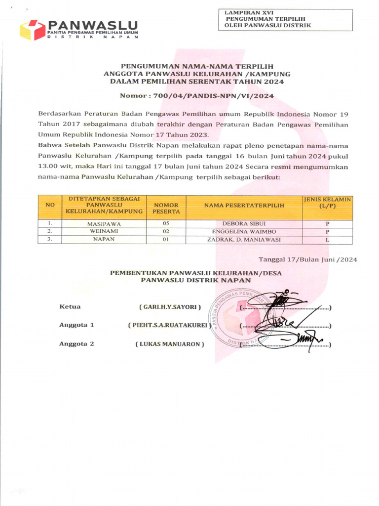Wawancara Distrik Napan | PDF